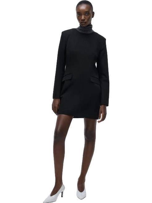 H&M Fitted Twill Short Dress - Black