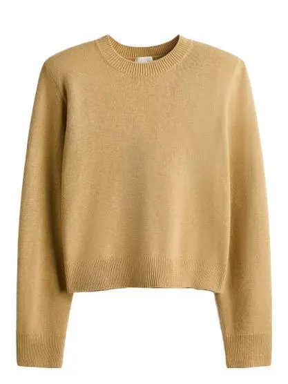 H&m Fine Knit Shoulder-pad Jumper - Beige