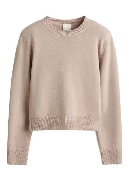 H&m Fine Knit Shoulder-pad Jumper - Light Taupe