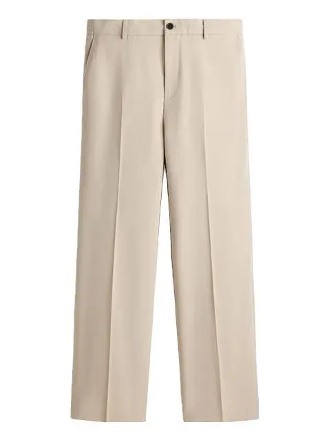 H&m Relaxed Fit Trousers With Creases - Beige