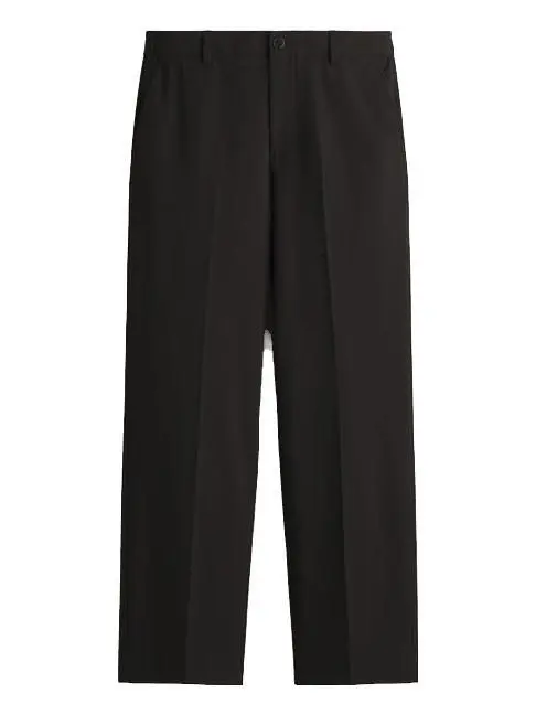 H&m Relaxed Fit Trousers With Creases - Black