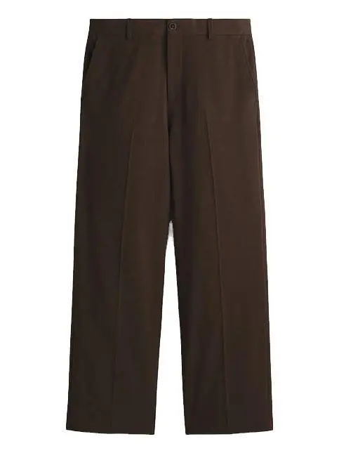 H&m Relaxed Fit Trousers With Creases - Dark Brown