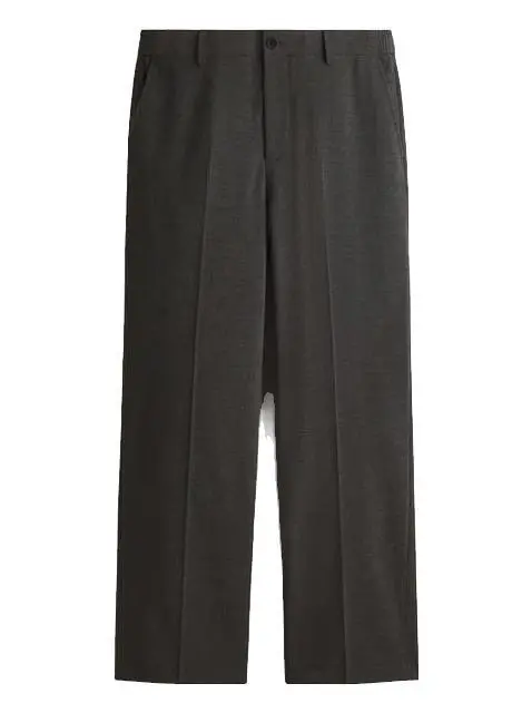 H&m Relaxed Fit Trousers With Creases - Dark Gray Melange