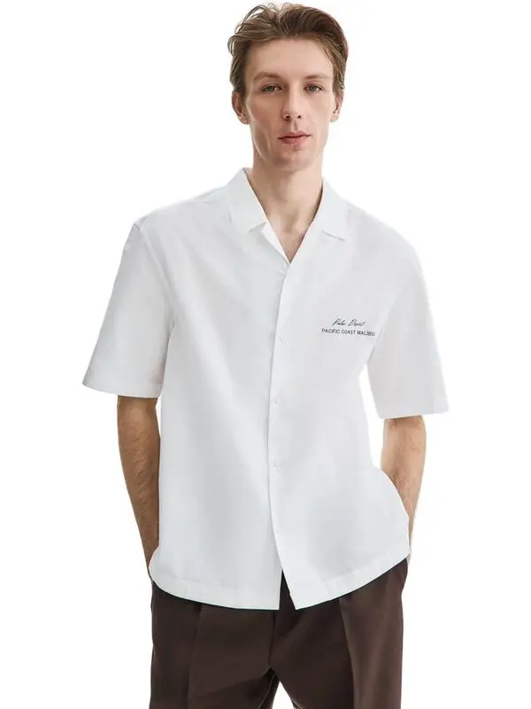 H&m Relaxed-fit Printed Resort Shirt - White/palm Desert