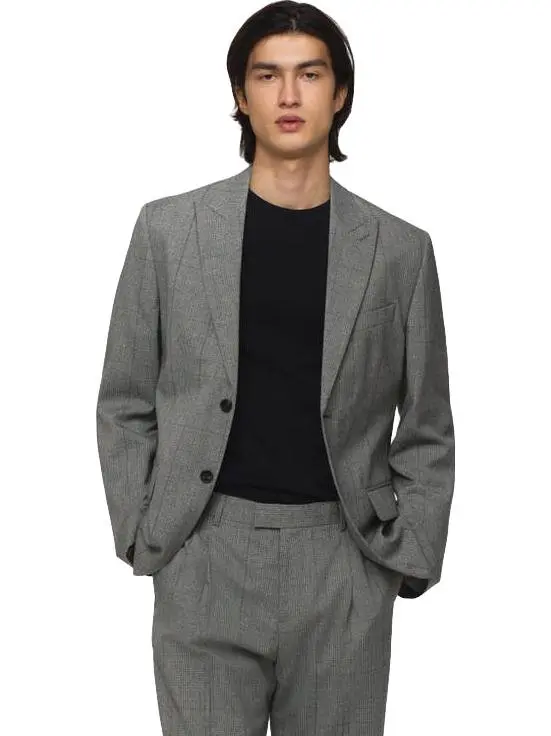H&m Regular Fit Single-breasted Jacket - Gray/plaid