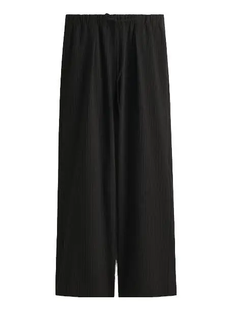 H&m Loose-fit Plaid Pull-on Trousers - Black/pinstriped