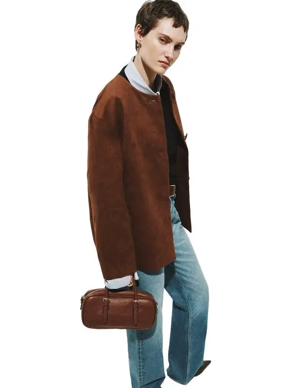 H&m Collarless Jacket - Brown