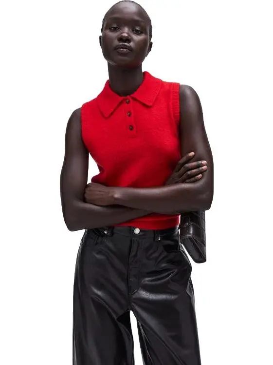 H&M Collared Knit Sweater Vest - Red