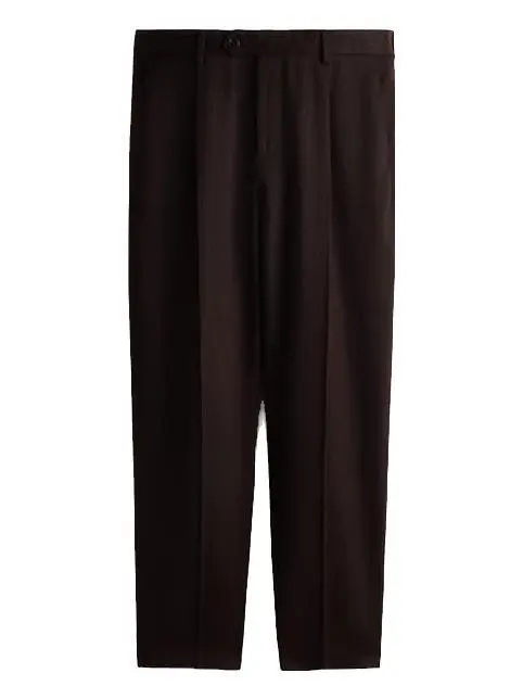 H&m Tailored Linen-blend Trousers - Dark Brown
