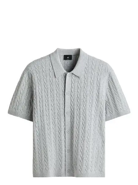 H&m Regular Fit Cable-knit Shirt - Gray