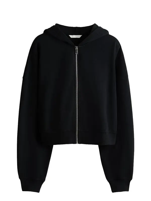 H&m Short Zip-through Hoodie - Black