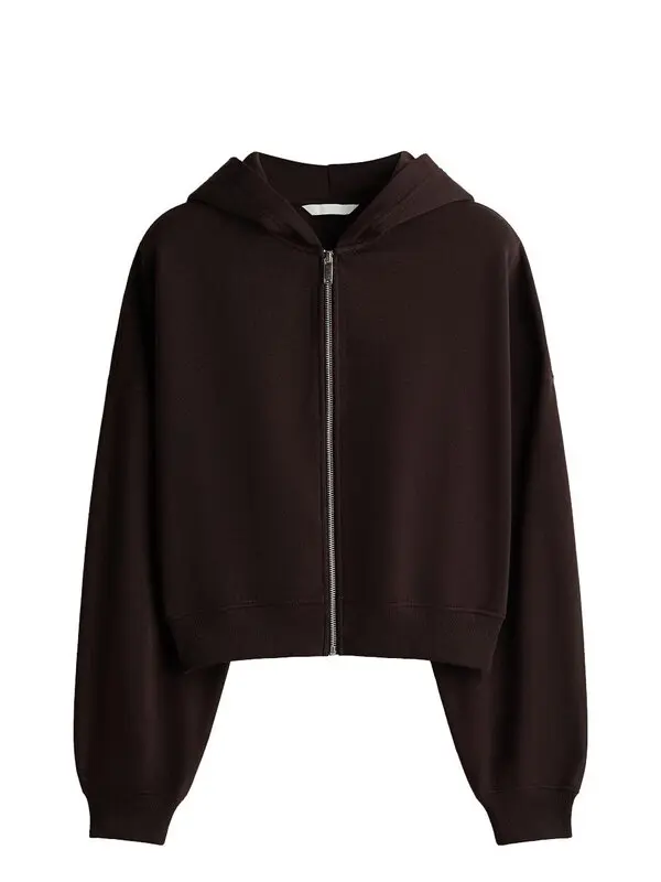 H&m Short Zip-through Hoodie - Dark Brown