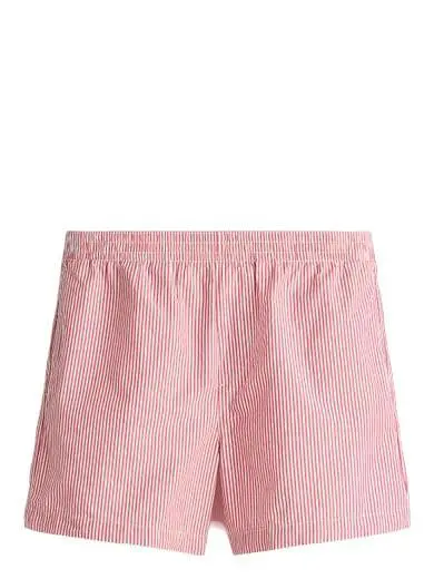 H&m Regular-fit Striped Cotton Shorts - Red/striped