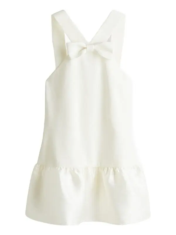 H&m Bow Detail Top With Peplum - Cream