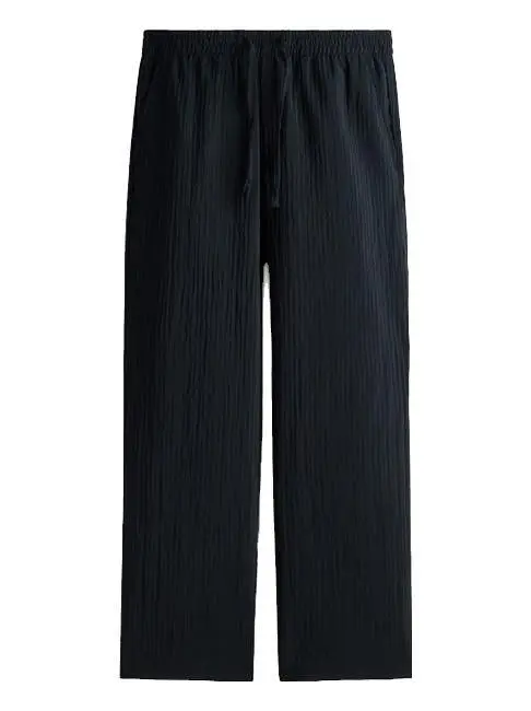H&m Relaxed Fit Textured Trousers - Black