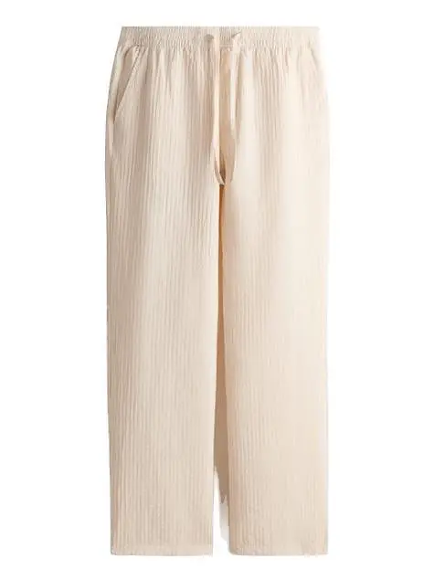 H&m Relaxed Fit Textured Trousers - White