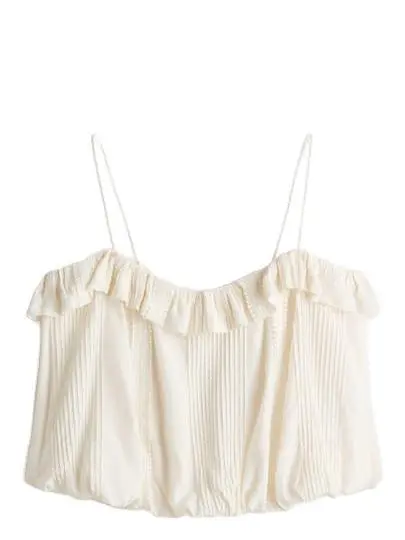 H&m Bubble Hem Strappy Top - Cream