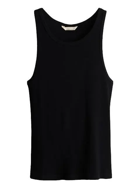 H&m Ribbed Silk-blend Tank Top - Black