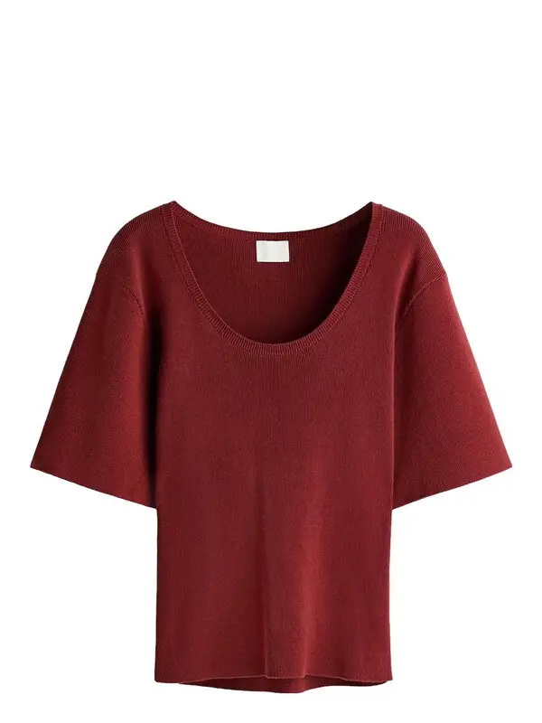 H&m Fine-knit T-shirt - Dark Red