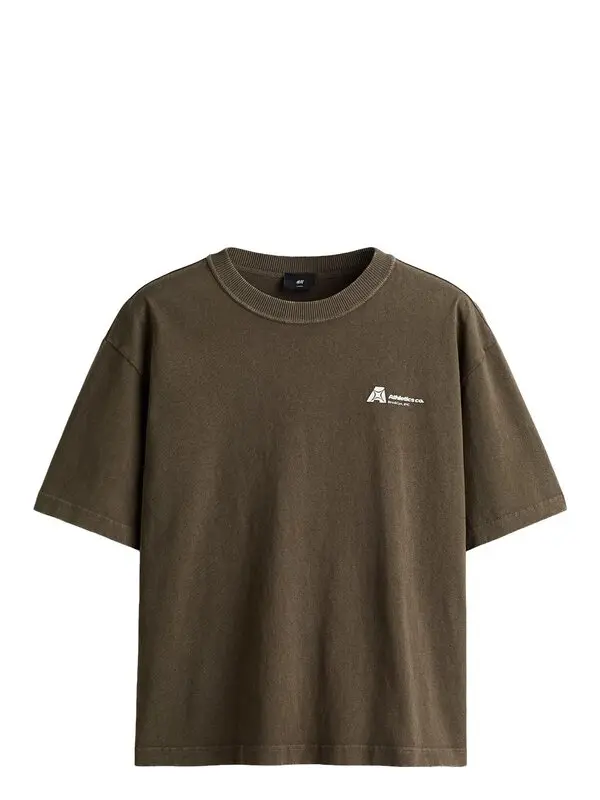 H&m Printed Loose Fit T-shirt - Brown/athletics Co