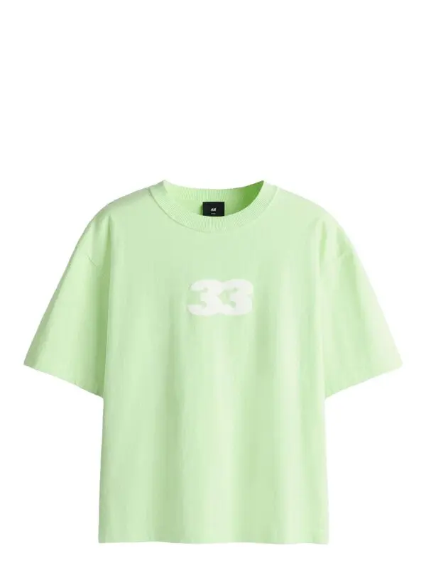 H&m Printed Loose Fit T-shirt - Light Green/33