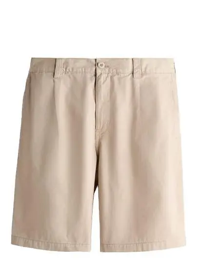 H&m Relaxed Fit Cotton Chino Shorts With Pleats - Beige