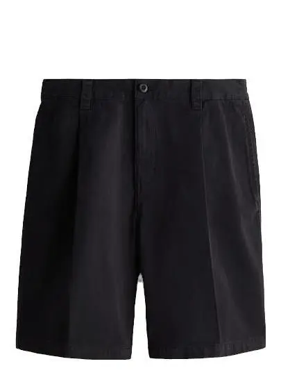 H&m Relaxed Fit Cotton Chino Shorts With Pleats - Black