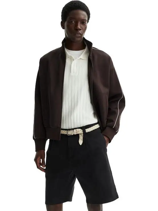 H&m Relaxed Fit Cotton Chino Shorts With Pleats - Black