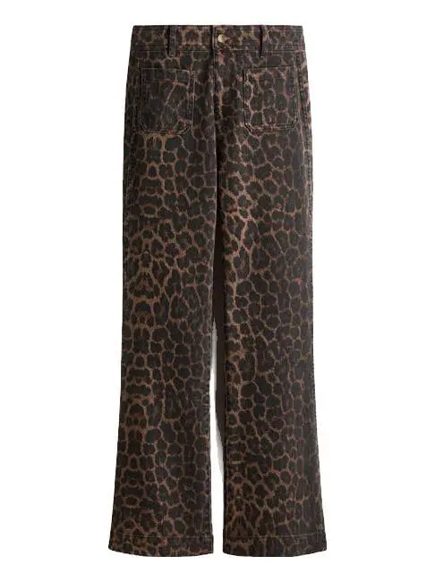 H&m Flared High Jeans - Brown/leopard Print