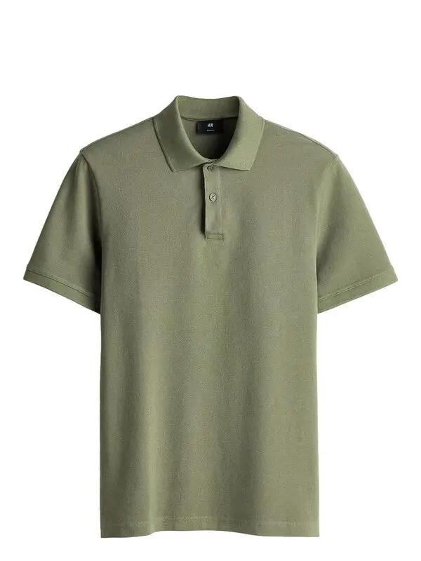 H&m Regular Fit Polo Shirt - Khaki Green