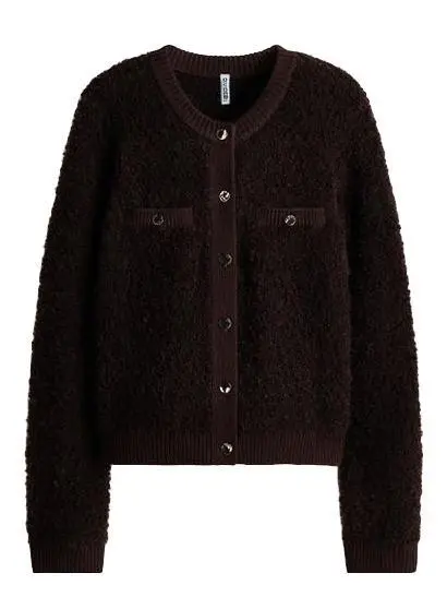 H&m Bouclé Knit Cardigan - Dark Brown