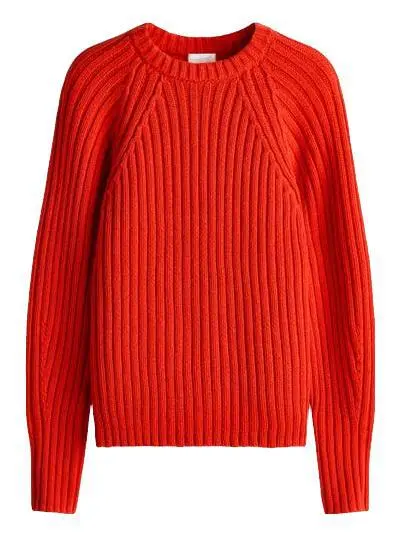 H&m Rib-knit Jumper With Raglan Sleeves - Bright Red