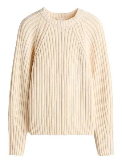 H&m Rib-knit Jumper With Raglan Sleeves - Light Beige