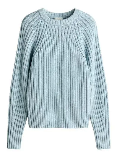 H&m Rib-knit Jumper With Raglan Sleeves - Light Blue