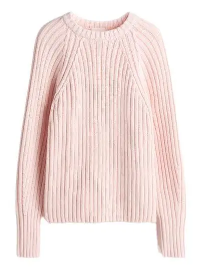 H&m Rib-knit Jumper With Raglan Sleeves - Light Pink