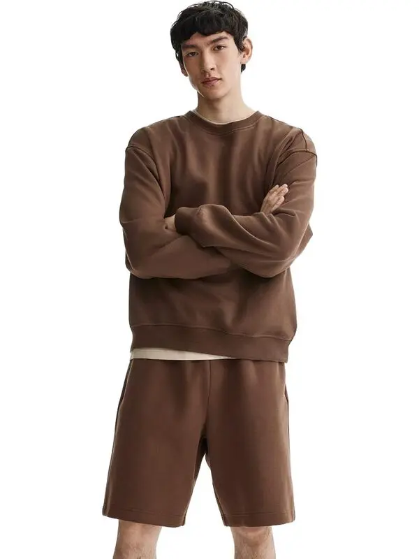 H&m Relaxed Fit Interlock Knee-length Shorts - Brown
