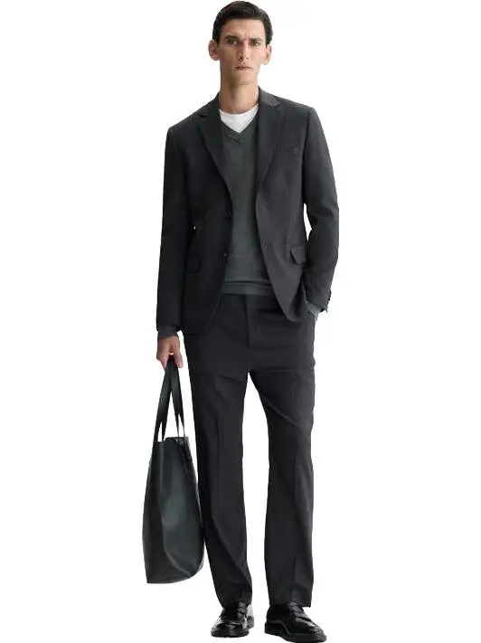 H&m Regular Fit Suit Trousers - Dark Gray