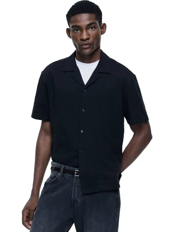 H&m Regular Fit Resort Shirt - Black