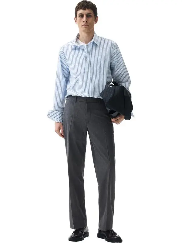 H&m Regular Fit Tailored Trousers - Gray