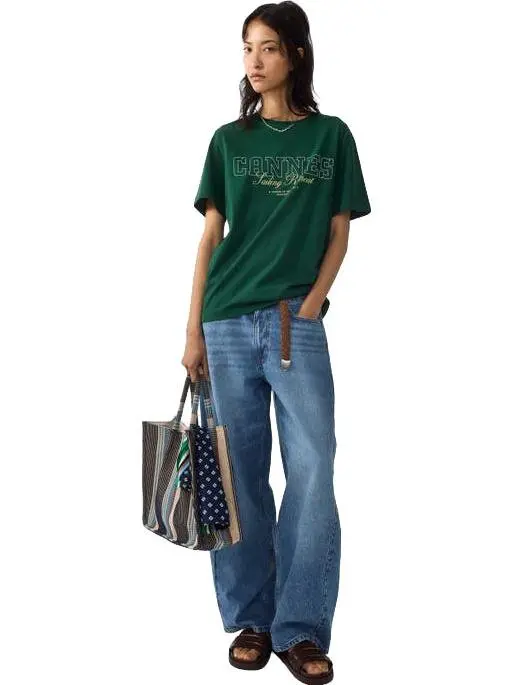 H&m Printed Cotton Jersey T-shirt - Green/cannes Sailing Retreat
