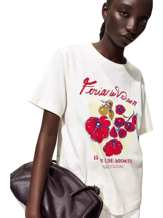 H&m Printed Cotton Jersey T-shirt - Ivory/feria De Verano