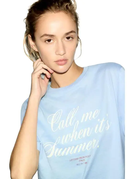 H&m Printed Cotton Jersey T-shirt - Light Blue/summer
