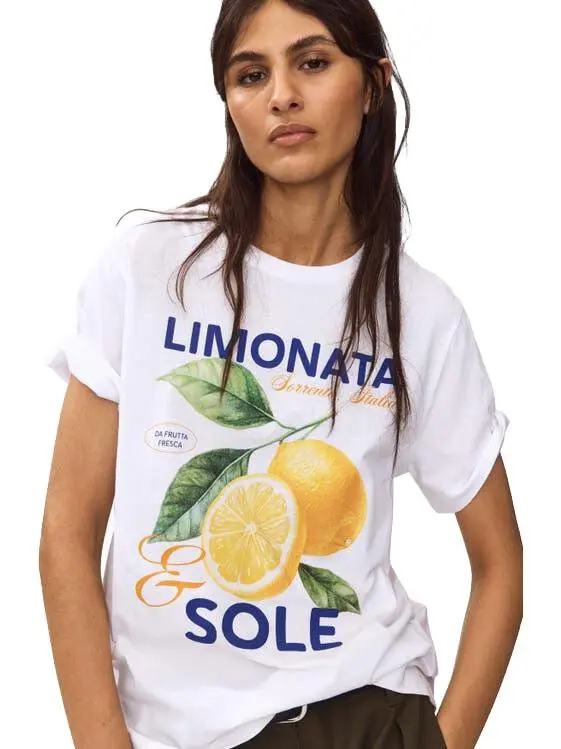 H&m Printed Cotton Jersey T-shirt - White/lemons