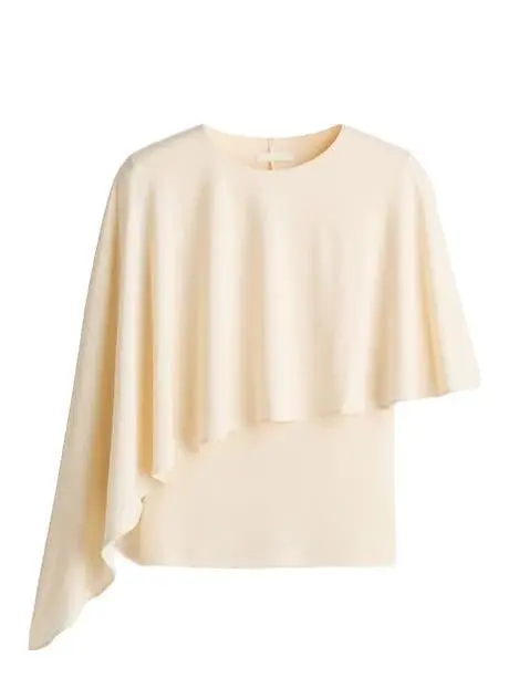 H&m Asymmetrical Cape Detail Jersey Top - Pale Orange