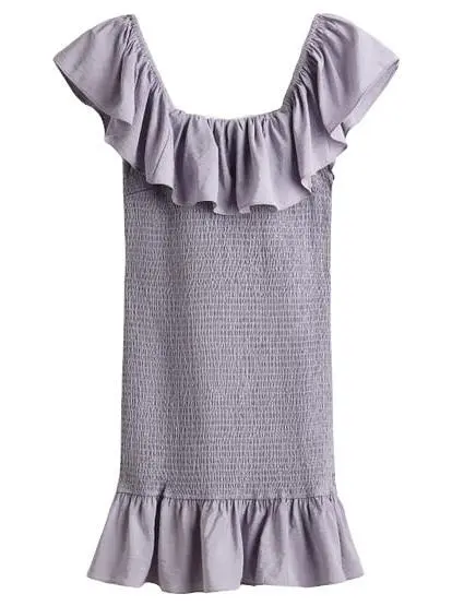 H&m Flounced Off-the-shoulder Dress - Light Purple