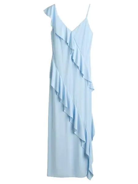 H&m Flounced Jersey Midi Dress - Light Blue