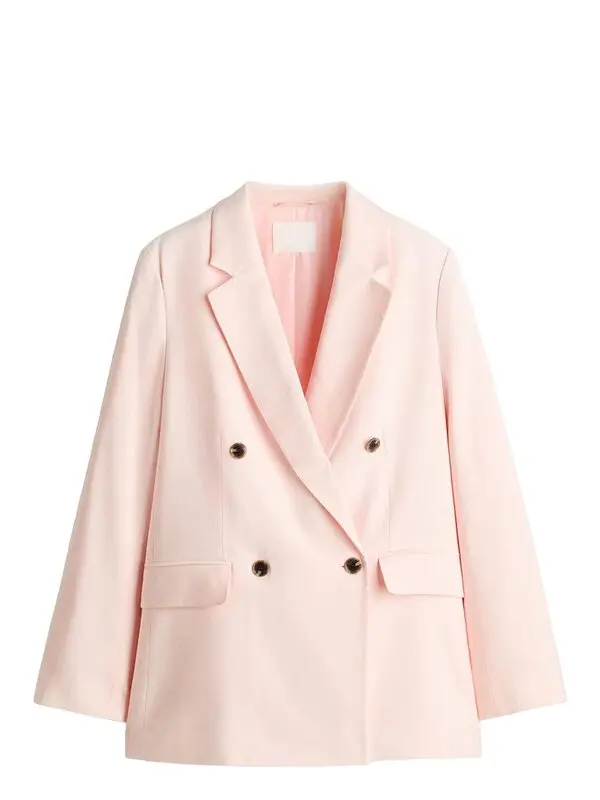 H&m Double-breasted Notched Lapel Blazer - Light Pink