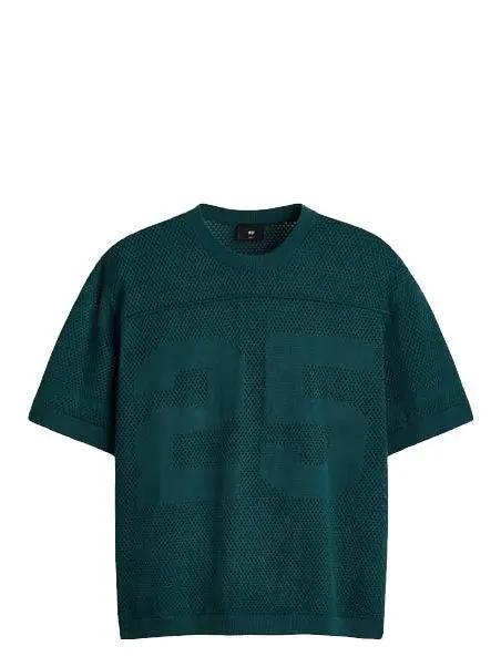 H&m Relaxed Fit Boxy Mesh T-shirt - Dark Teal