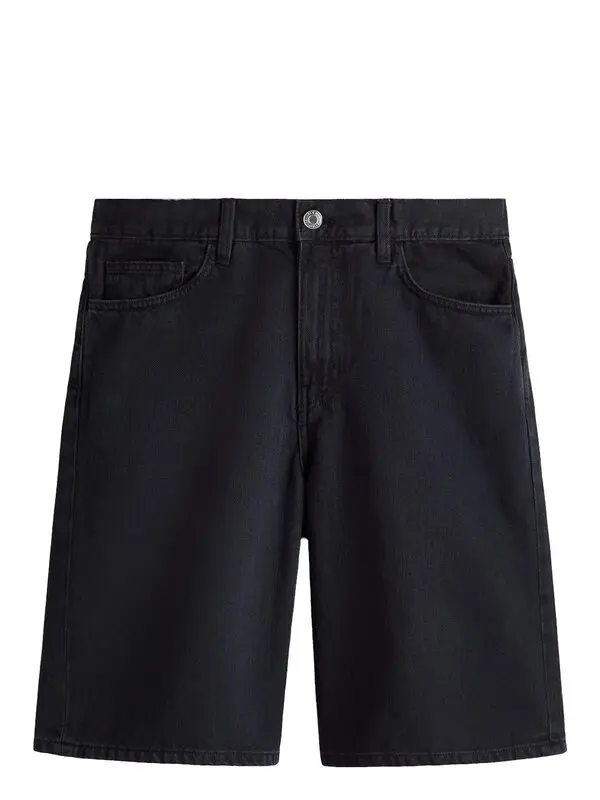 H&m Relaxed Knee-length Denim Shorts - Black
