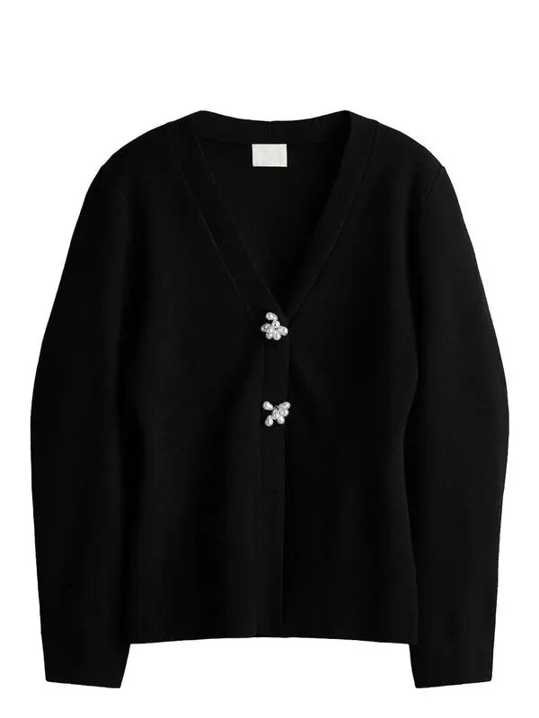 H&m Knitted V-neck Cardigan - Black